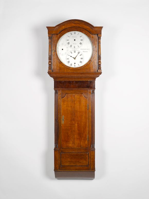 Bonhams : A rare oak cased industrial wall time piece Whitehurst, Derby ...