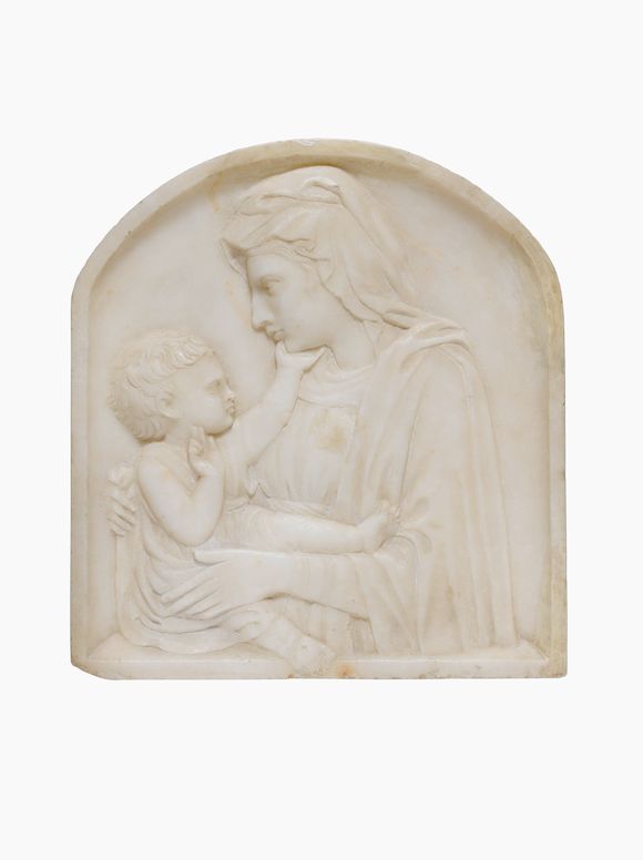 Bonhams : A mid 15th century Italian (Sienese) marble round-headed ...
