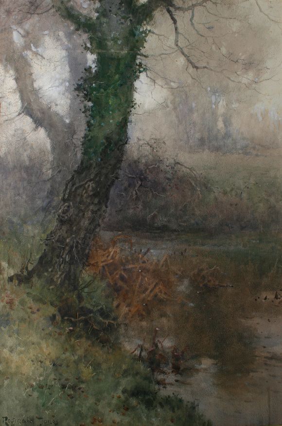 Bonhams : Reginald Jones (British, 1857-1920) Stream in winter