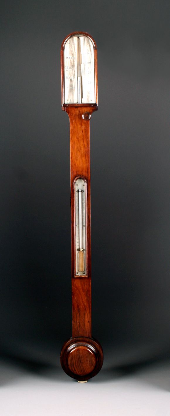 Bonhams : A mid Victorian rosewood stick barometer, with ivory scale ...