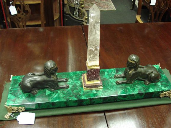 Bonhams : A rock crystal, porphyry, malachite and bronze obelisk and ...