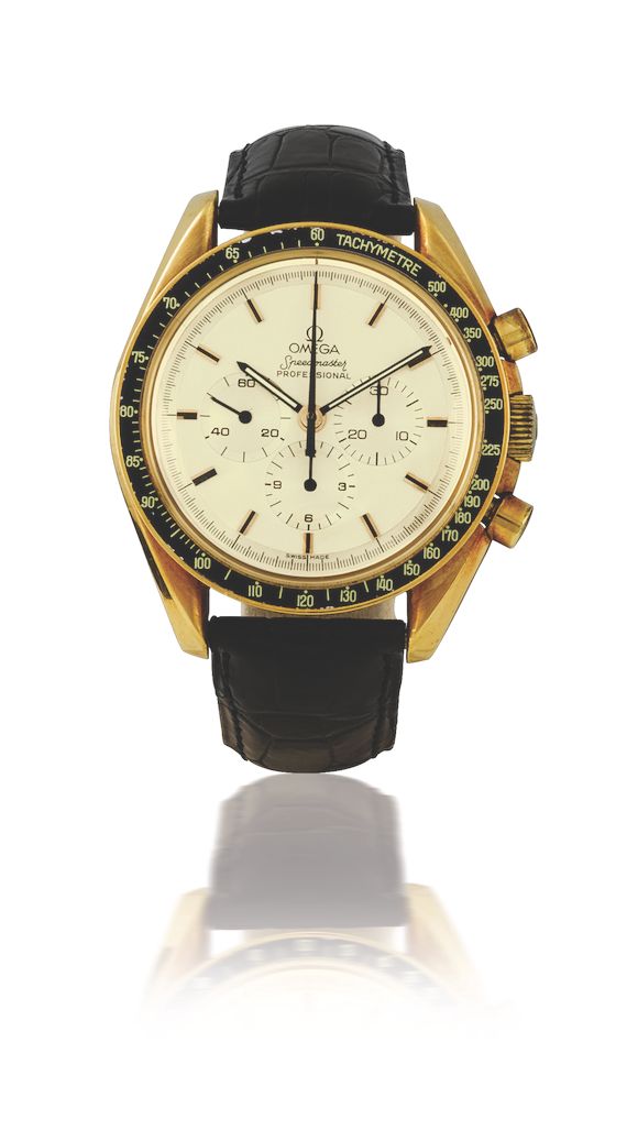 Bonhams : Omega. A fine 18ct gold manual wind chronograph ...