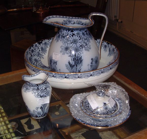 Bonhams : A Royal Doulton art nouveau wash set, ewer, basin, toothbrush ...