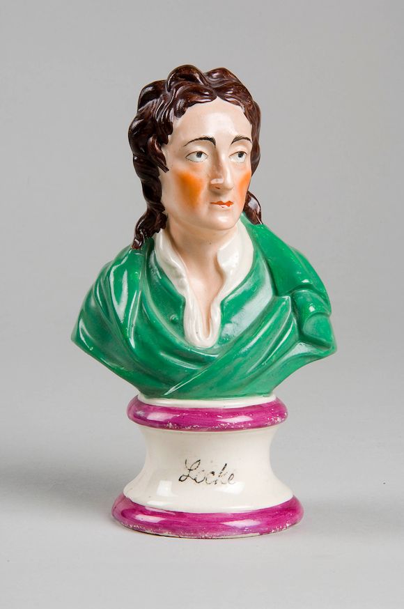 Bonhams : A Staffordshire creamware bust of the philosopher John Lockie ...