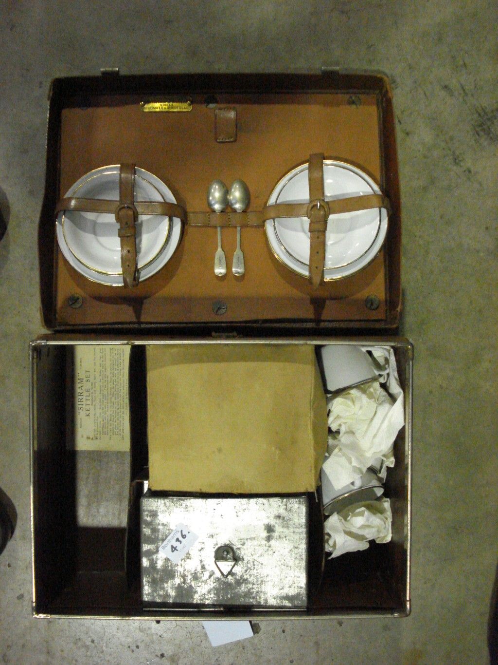Bonhams Cars : A Picnic case with Sirram boiling set,