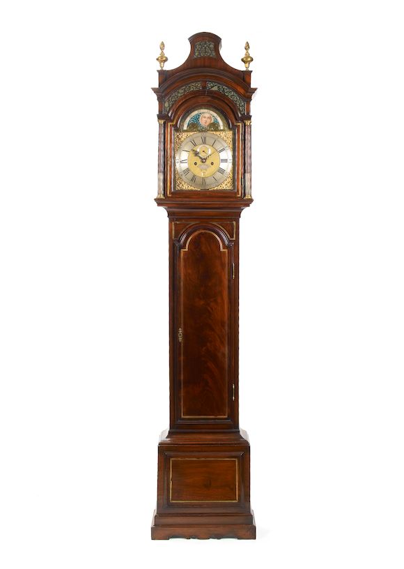 Bonhams : A mid 18th century brass-inlaid mahogany longcase clock ...