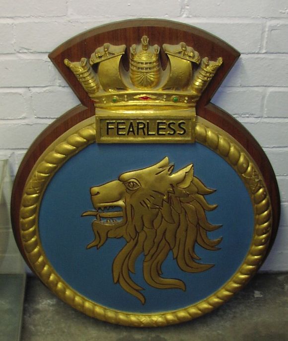 Bonhams : A ship's badge, HMS 'Fearless' L10, 1965 21in(53cm)diam.
