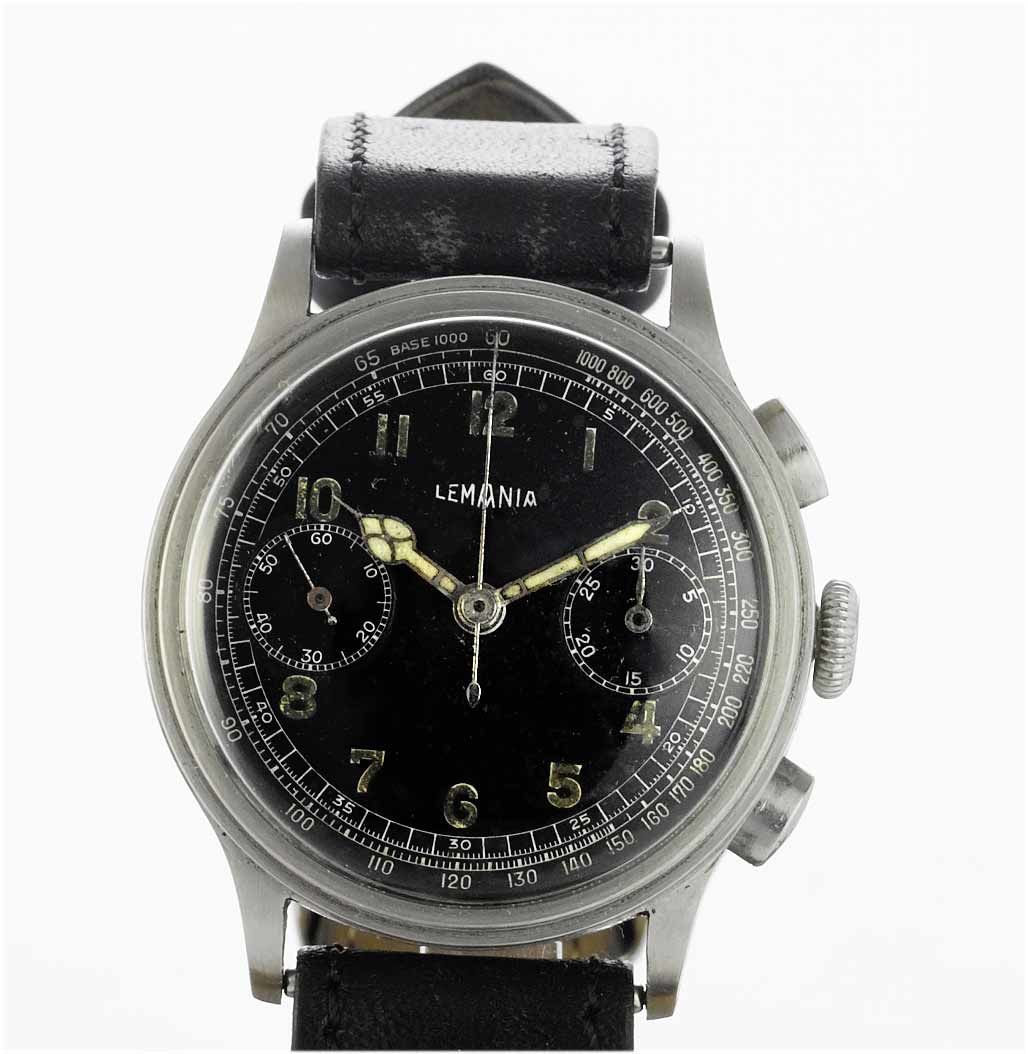 Lemania. A fine and rare stainless chronograph made for the Germany ...