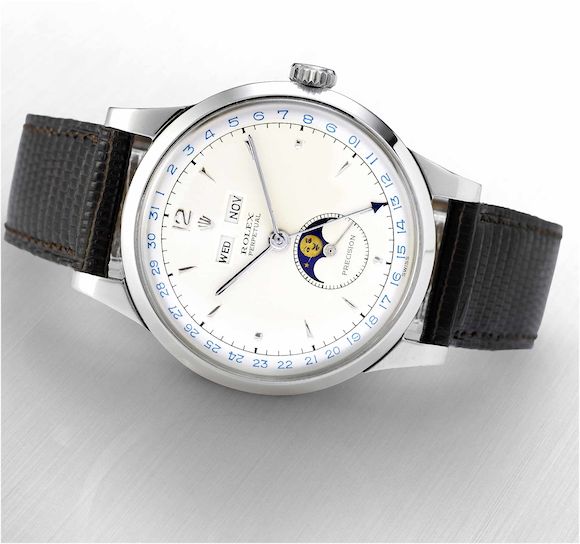 Bonhams : Rolex. A fine and rare stainless steel automatic triple ...