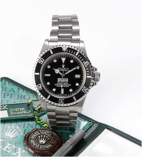 Bonhams : Rolex. A rare stainless steel automatic centre seconds divers ...
