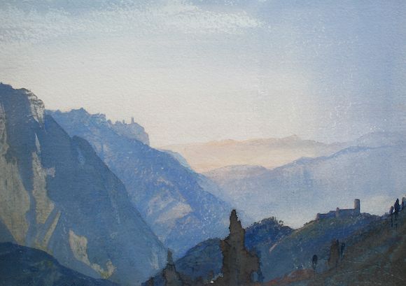 Bonhams : Cecil Arthur Hunt (British, 1873-1965) View of mountains, Ronda