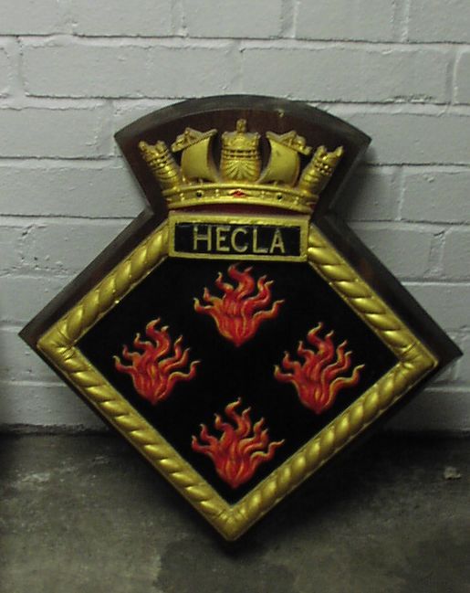 Bonhams : A ship's badge, HMS 'Hecla' A133 18x21in(46x61cm)