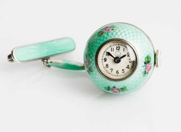 Bonhams : An enamel ball watch