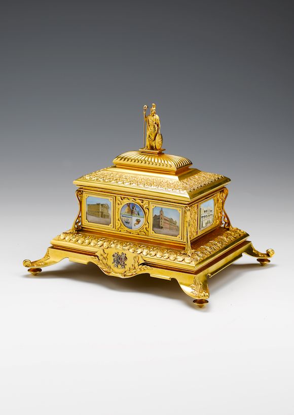Bonhams : An Edwardian 18 carat gold freedom casket, by The Goldsmiths ...