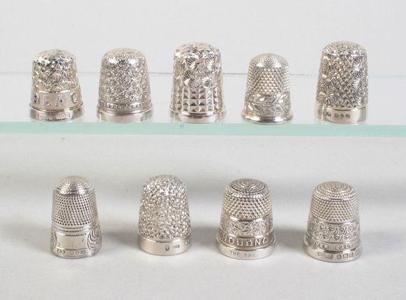 Bonhams : Nine silver thimbles