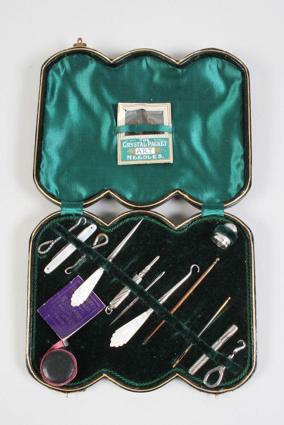 Bonhams : A leather cased sewing compendium