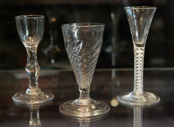 Bonhams Three Wine Glasses 18th Century