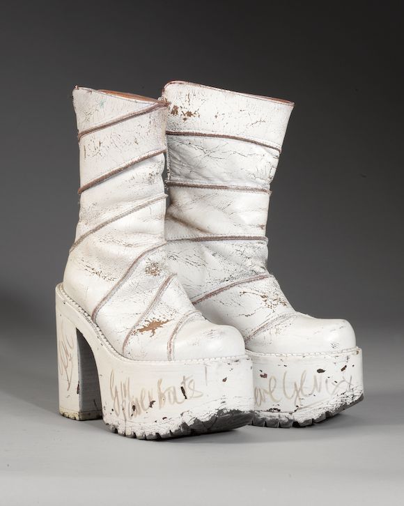 Bonhams : A pair of Geri Halliwell's Spice Girls boots, 1990s,