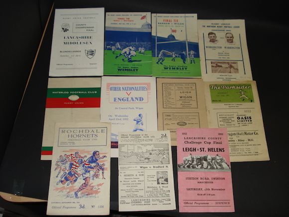 Bonhams : Assorted rugby programmes