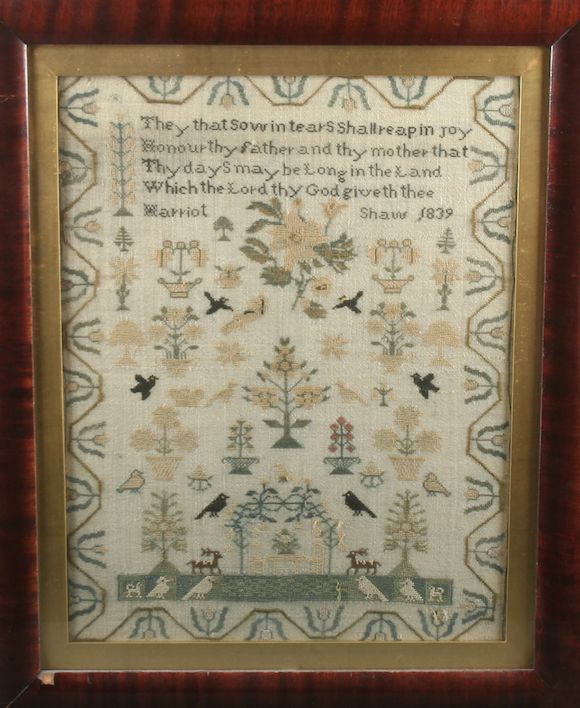 Bonhams : An early Victorian needlework samplerHarriet Shaw 1839