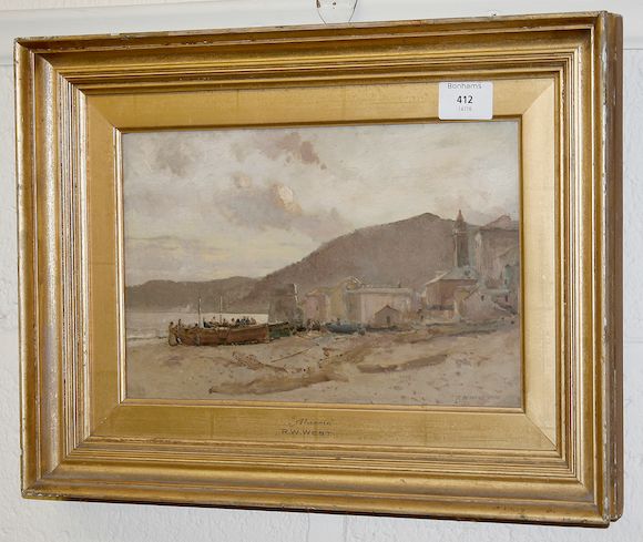 Bonhams : Circle of Richard Whatley West (1848-1905) "Alassio" 19cm x ...