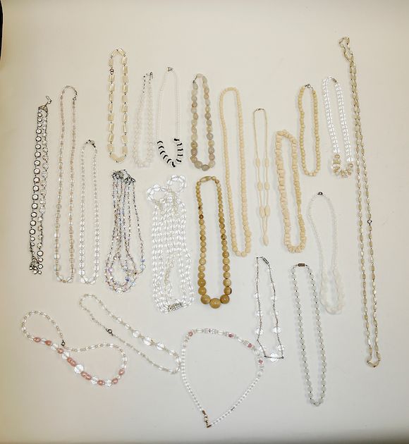 Bonhams : Five strings of carved ivory and bone beads