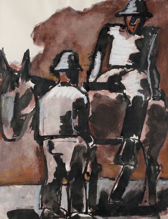 Bonhams : Josef Herman R.A. (British, 1911-2000) A Chat (the work is ...