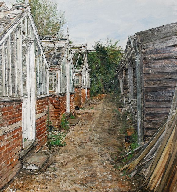 Bonhams : Olwyn Bowey RA (British, born 1936) 'Old Green Houses at ...
