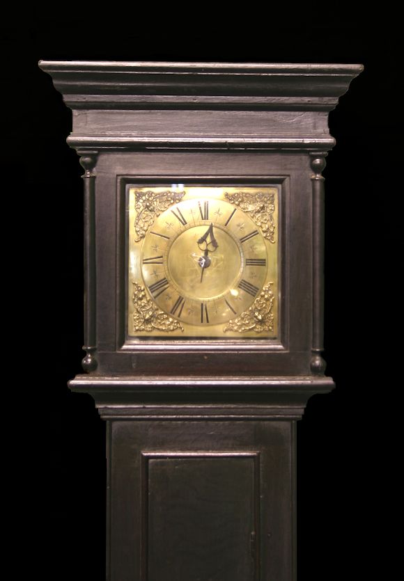 Bonhams : An early 18th Century oak-cased 30-hour brass dial single ...