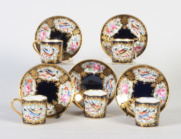 Bonhams : Five French coffee cans and six saucers Late 19th Century