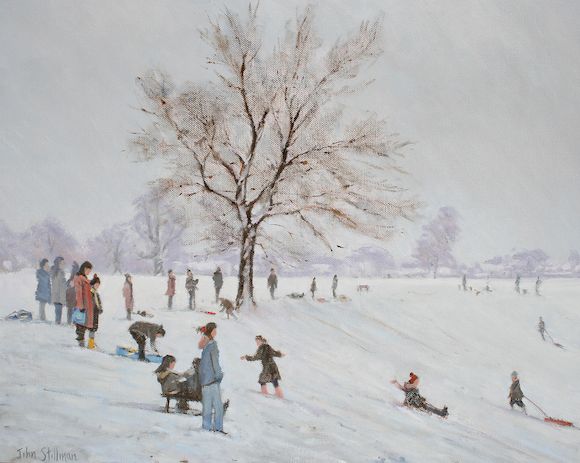 Bonhams : John Stillman (British, 20th/21st Century) 'Sledging before ...