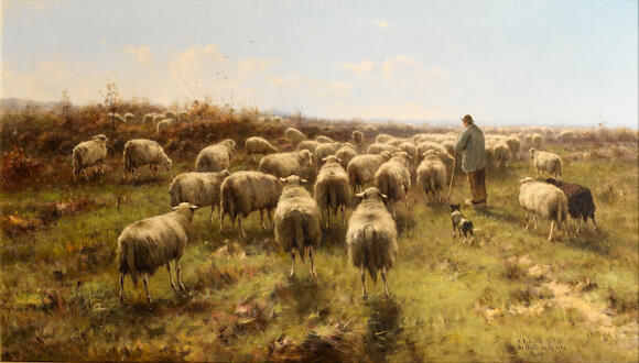 Bonhams : Cornelis Westerbeek (Dutch, 1844-1903) Shepherd tending his flock