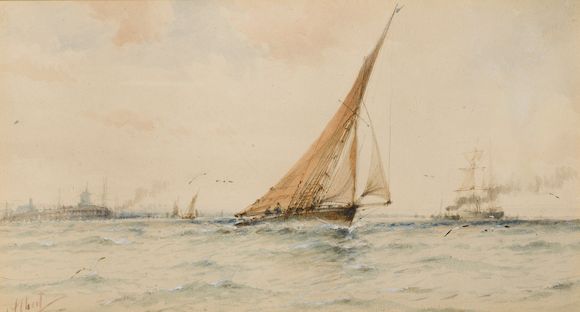Bonhams : Albert Markes (British, 1865-1901) Fishing boats and other ...