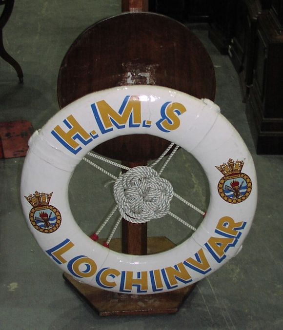 Bonhams : A ship's Perry buoy and crucifix, HMS 'Lochinvar' 30x49x18in ...