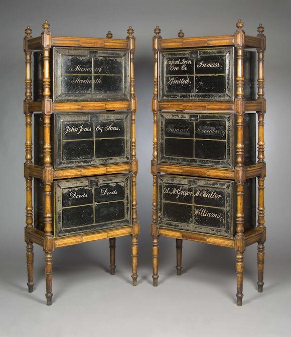 Bonhams : A pair of 19th century oak deed box stands