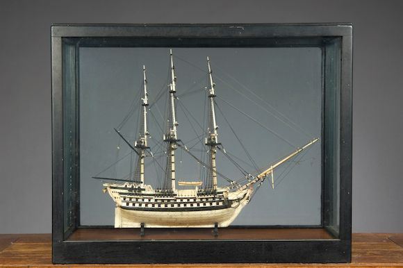 Bonhams : A French prisoner-of-war bone model of a 68-gun ship-of-the ...