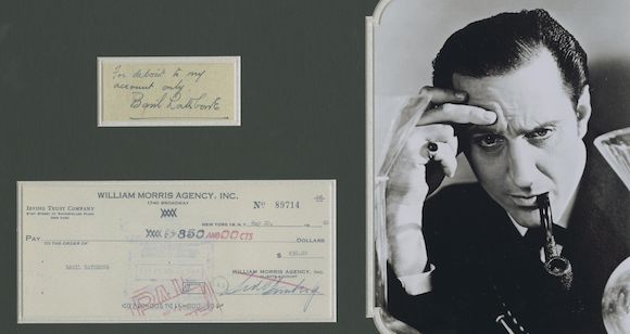 Bonhams : Basil Rathbone autograph, together with a cheque made payable ...