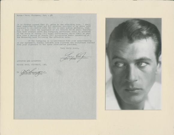 Bonhams : Gary Cooper autograph, signed in black ink, appearing on ...