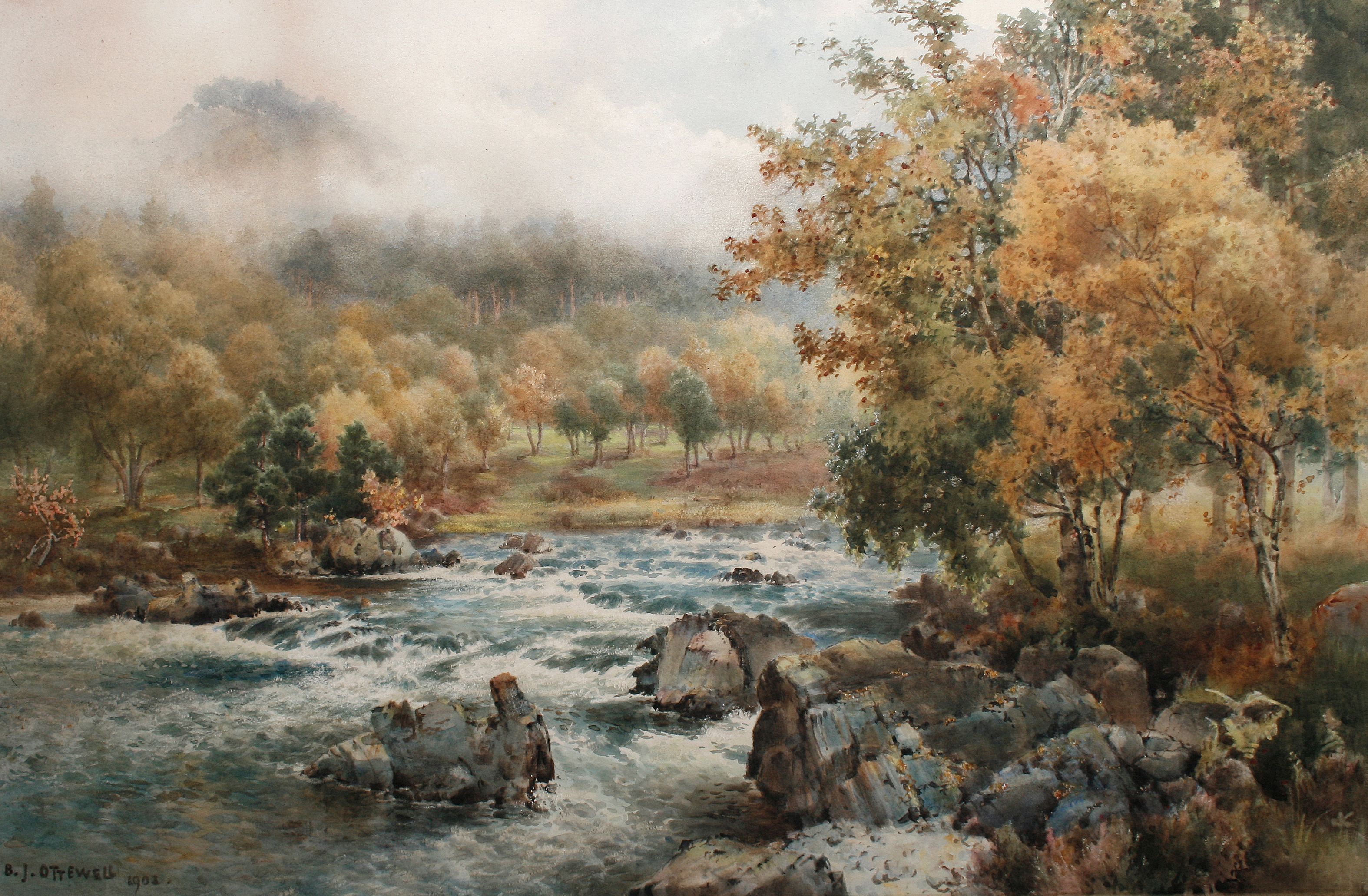Bonhams : Benjamin John Ottewell (British, -1937) A Highland river