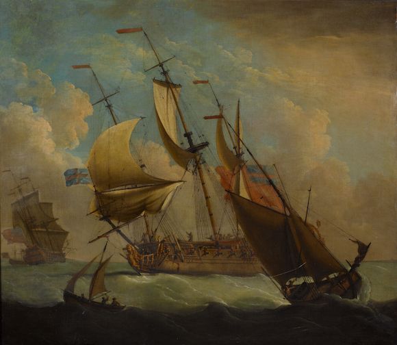 Bonhams : Peter Monamy (British, 1681-1749) British men-of-war on a ...