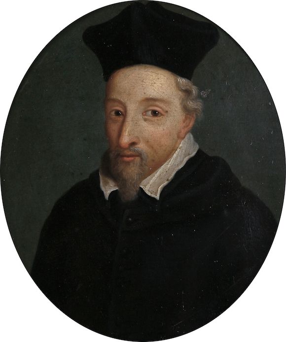 Bonhams : French School, circa 1590 A Cleric, wearing black robes with ...