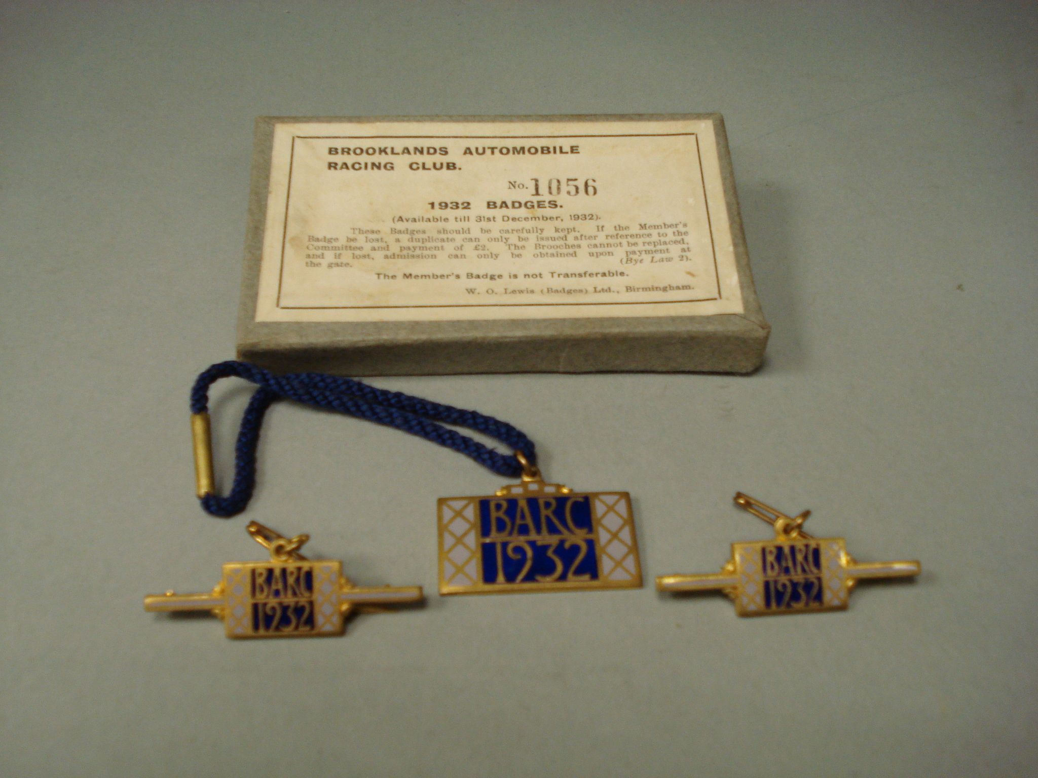 Bonhams Cars : A set of three 1932 BARC lapel badges,