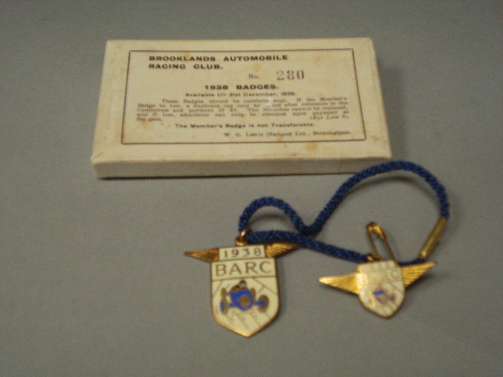 Bonhams Cars : Two 1938 BARC lapel badges,