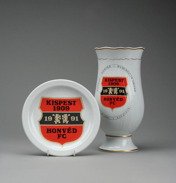 Bonhams : 1993 Honved v Manchester United vase and base