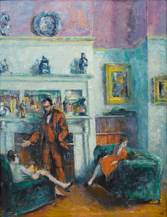 Bonhams : Alfred Aaron Wolmark (British, 1877-1961) A drawing room with ...