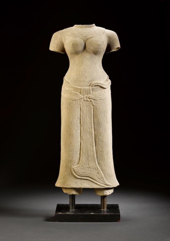 Bonhams : A finely carved Khmer sandstone figure of Uma Angkor Period ...