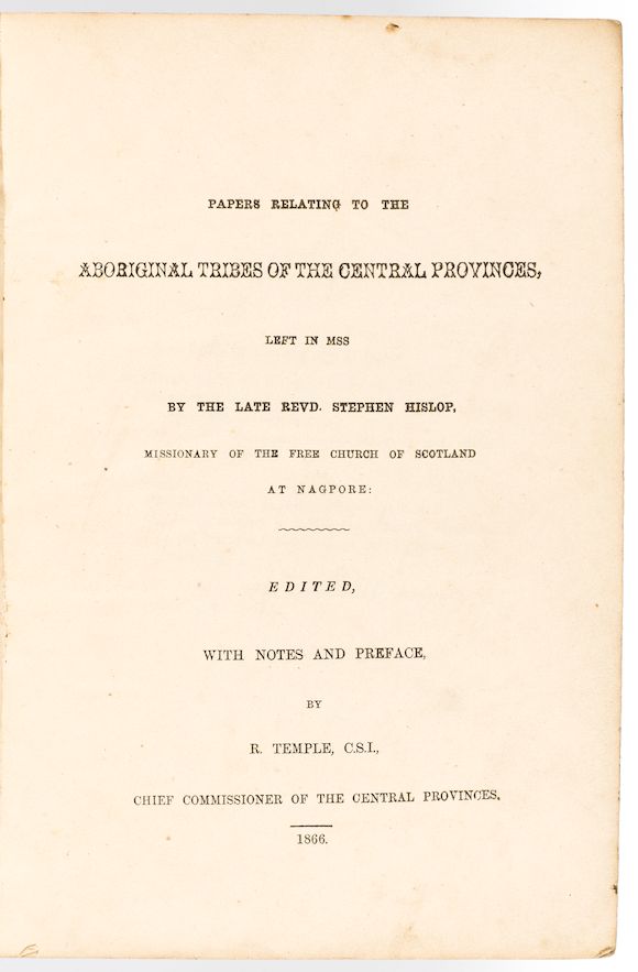 Bonhams : INDIA, CENTRAL PROVINCES HISLOP (STEPHEN, late missionary at ...