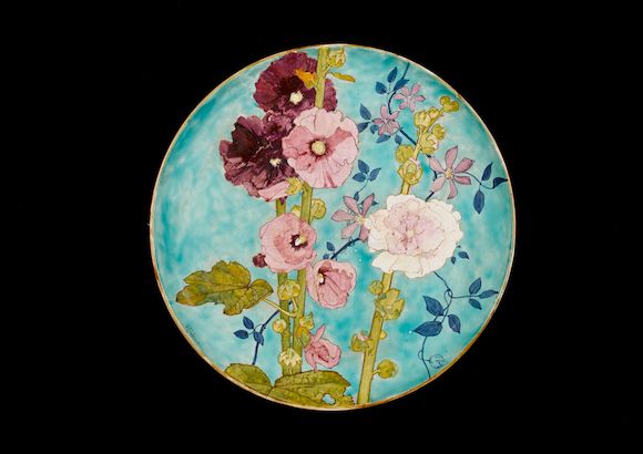Bonhams : Helen Cordelia Coleman for Minton A Floral-Painted Charger, 1874