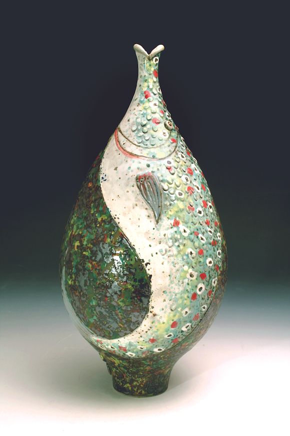 Bonhams : Roger Cockram 'Two Fish - One Mouth' A Stoneware Bottle, 2007