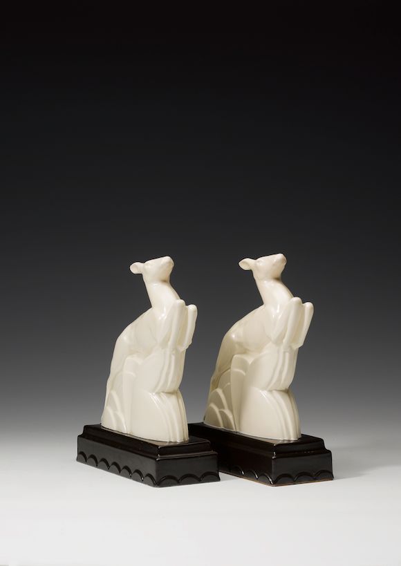 Bonhams : John Adams for Poole A Pair of Springbok Bookends, circa 1925